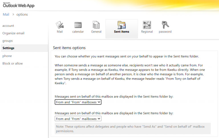 how to save sent items to Delegated Mailbox on Outlook - UNBLOG Tutorials
