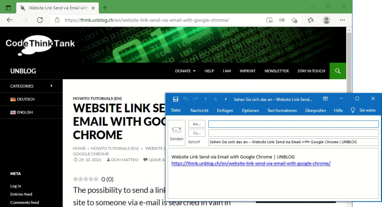 Share Edge Browser Link via Email - UNBLOG Tutorials
