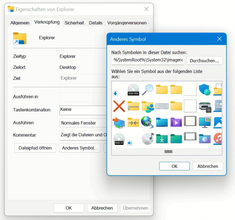 Datei Symbole für Verknüpfung finden und anpassen - UNBLOG Tutorials