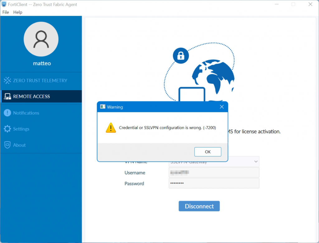Credential Or Ssl Vpn Configuration Is Wrong Unblog Tutorials