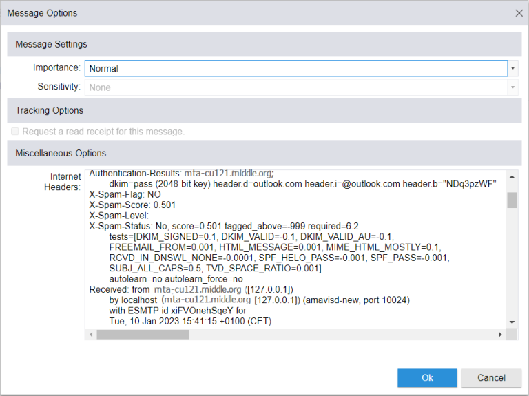 Outlook E-Mail Internet Headers - UNBLOG Tutorials