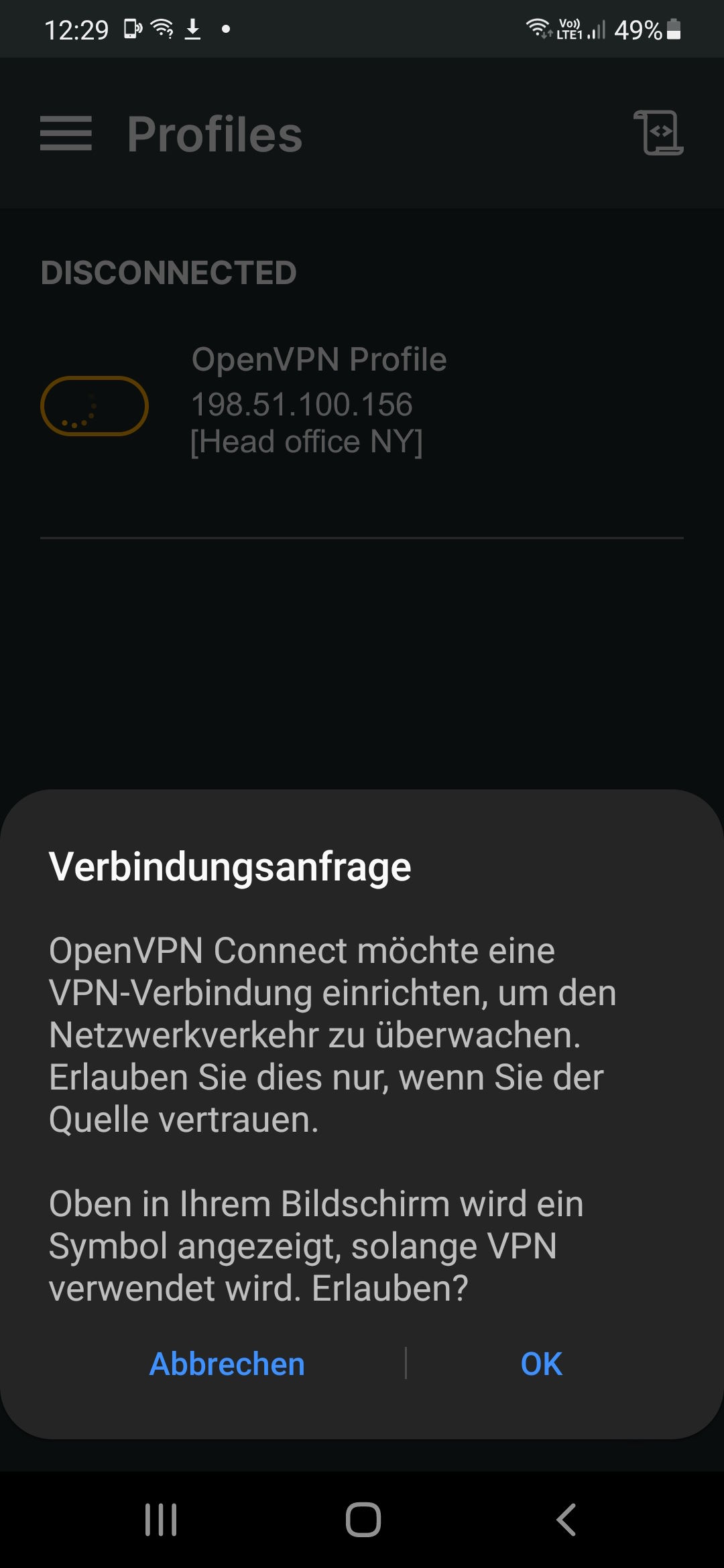 OpenVPN Connect Verbindung von iPhone und Android v